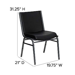 Flash Furniture 4 Pack HERCULES Series Heavy Duty Black Vinyl Stack Chair