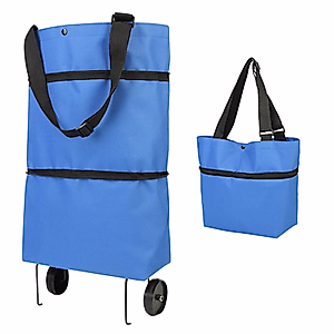 Grocery cart Foldable Grocery Cart with Shopping Bag, Reusable Collapsible Trolley Bags Waterproof Folding Shopping Bag Shop Cart with Wheels Reusable Grocery Bags for Women Utility Carts