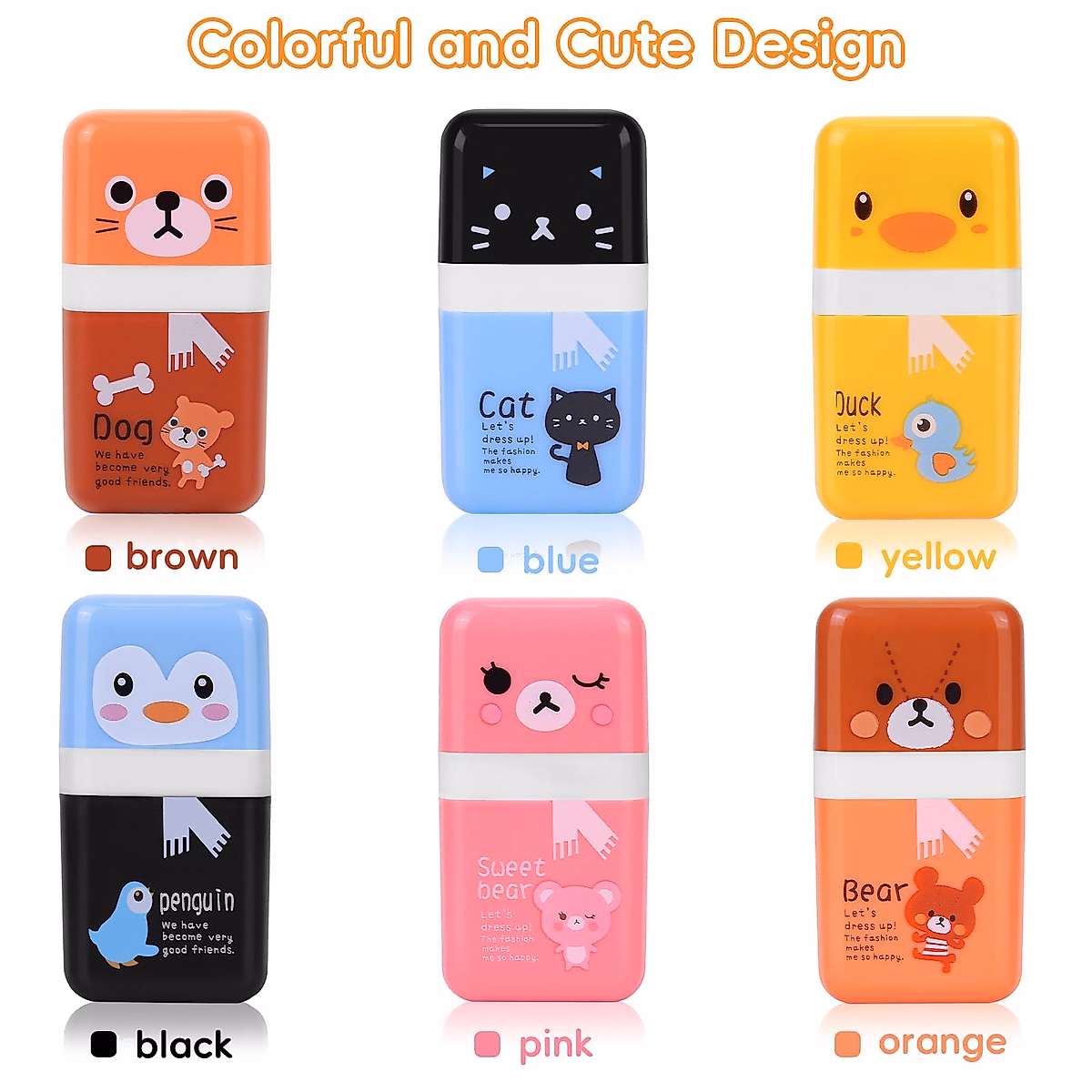 EIKOSON Erasers for Kids,6Pc Pencil Eraser Shaving Roller Case for Easy Pick Up and Removal |Kids Erasers, Cute Erasers, School Supplies for Kids,Back to School Gift