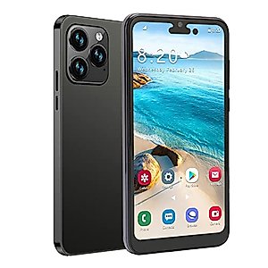 I14pro 4G Cell Phone, 6.1in IPS HD Screen, 4GB RAM 64GB ROM, Dual Card Dual Standby, 16MP Rear 8MP Front, 4000mAh Battery, Face Unlocked Android 11 Smartphone(Black)