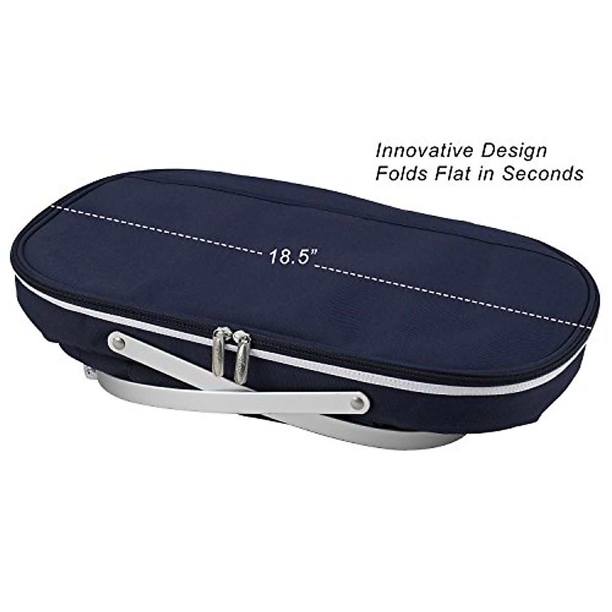 Picnic at Ascot Patented Collapsible Insulated Picnic Basket Equipped with Service For 4- Designed and Assembled in USA