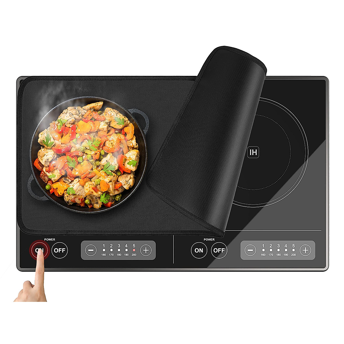 Amerbro Fireproof Induction Cooktop Protector - 23.5 x 11.5in (Magnetic) Induction Cooktop Mat for Electric Induction Stove - Heat Resistant & Waterproof - Prevent Scratches and Burns - Black