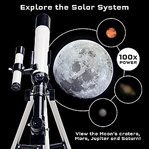 The Thames & Kosmos Telescope Essential STEM Tool | Childrens Refractor Telescope with 100x Magnification & Built-in Compass | Classic Scientific Device for Astronomical & Terrestrial Observations