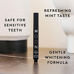 MOON Teeth Whitening Pen, Brush Every Tooth White, On-The-Go Whitener for A Brighter Smile, Gentle on Sensitive Teeth, 30+ Uses, Vegan, Vanilla Mint Flavor