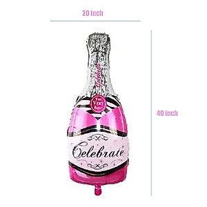 YEDAN Decoration for Bar Party Oktoberfest 40'' Wine Goblet glass Sparkling Wine, Glass Beer Cup, Whiskey Bottle,Champagne Bottle Balloon (Pink Champagne)