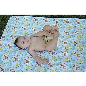 KaWaii Baby Waterproof Change Mat, Reusable, Changing Pad for Bed, Travel, Bed and Stroller Sheet, Mattress Protector, Zoo, 19.5 x 27.5" Newborn to 12 Months