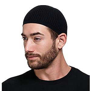 Candid Signature Apparel Skull Cap Kufi Beanies for Men & Women - 100% Cotton Skully, Running Cap & Helmet Liner, Checkered (Black)