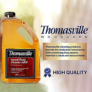 THOMASVILLE WOOD FLOOR CLEANER REFILL - Use on Hardwood, Laminated or Faux Finished Floors. Shine Restorer Protector, Surface Cleaner House Cleaning Supplies Home Improvement, Natural, Cuts Grease
