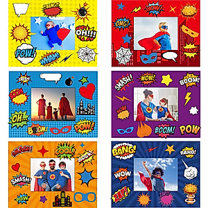chiazllta 30 Pack Super Theme Hero DIY Picture Frame Craft Kit for Kids Fashion Hero DIY Photograph Craft Hero Children Stickers for hero Art Craft Home Classroom Game Activities