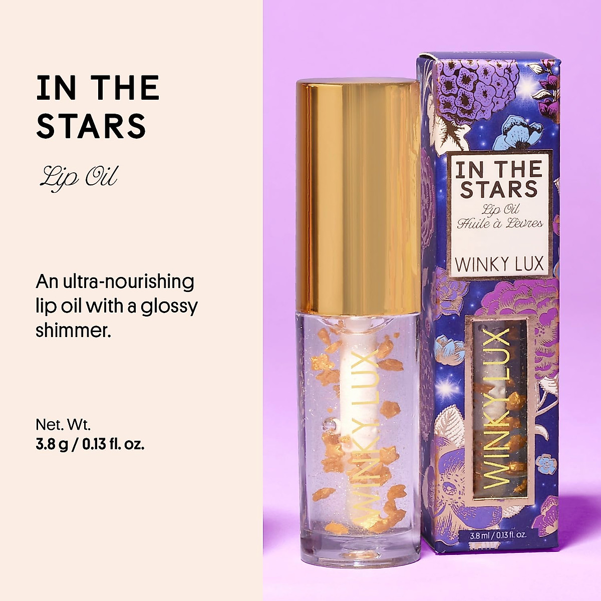 Winky Lux In The Stars Lip Oil, Non Sticky Lip Gloss Oil, Juicy Glossy Lip Balm, Vegan Hydrating Lip Oil with Jojoba Oil, Clear