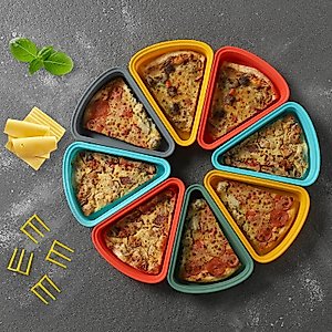 KEVJES 5Pack Reusable Silicone Leftover Pizza Slice Storage Container Box with Air-tight Lids-BPA Free,Fits Single Slice up to 16”,Save Space,Refrigerator organizer. (Space Grey)