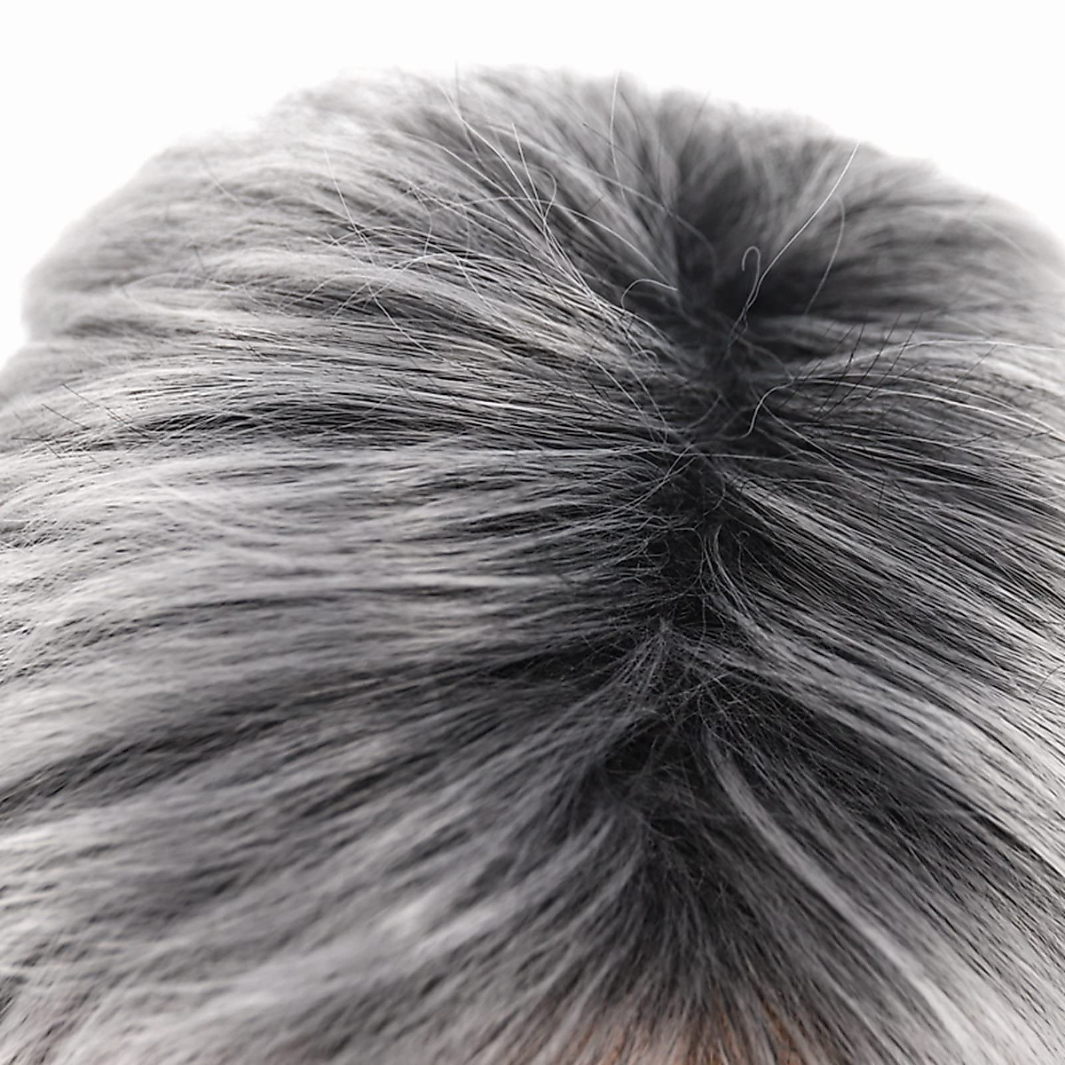 Gray Wigs for Women, Temperament, Oblique Bangs, Texture, Fluffy Short Hair, Black Gradient Silver, Middle-Aged and Elderly Women’S, Natural Hair Wig for Daily Use, Suitable for Girls and Women