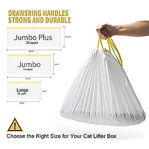 KONE Cat Litter Box Liners, 14 Count Jumbo Extra Durable Large Drawstring Kitty Litter Pan Bags Cat Waste Litter Bags Pet Cat Supplies (36" x 18")