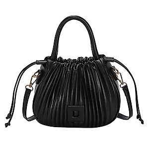 ELDA Ruched Bucket Bags and Purses For Women Drawstring Purse Mini Handbag Crossbody Shoulder Hobo Bag
