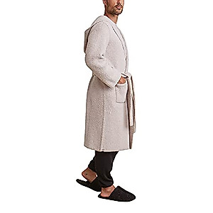 Barefoot Dreams CozyChic Ribbed Hooded Robe, Silver Ice, 2