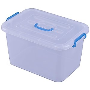 Basicwise Large Clear Storage Container with Lid and Handles