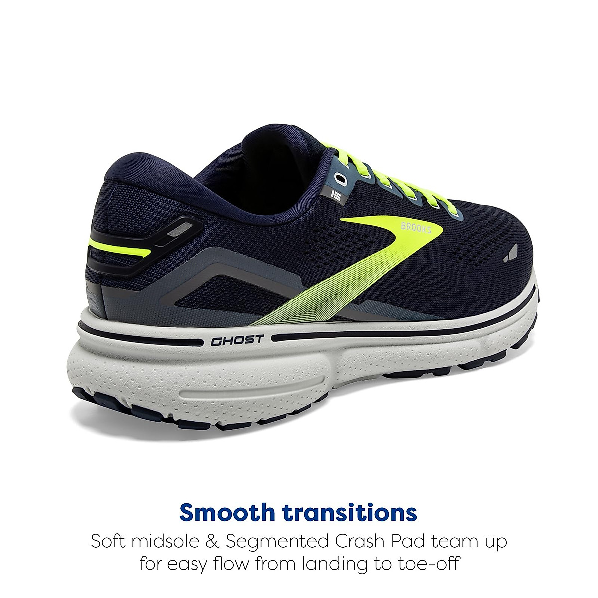 Brooks Men's Ghost 15 Neutral Running Shoe - Peacoat/Nightlife/Grey - 11 Medium