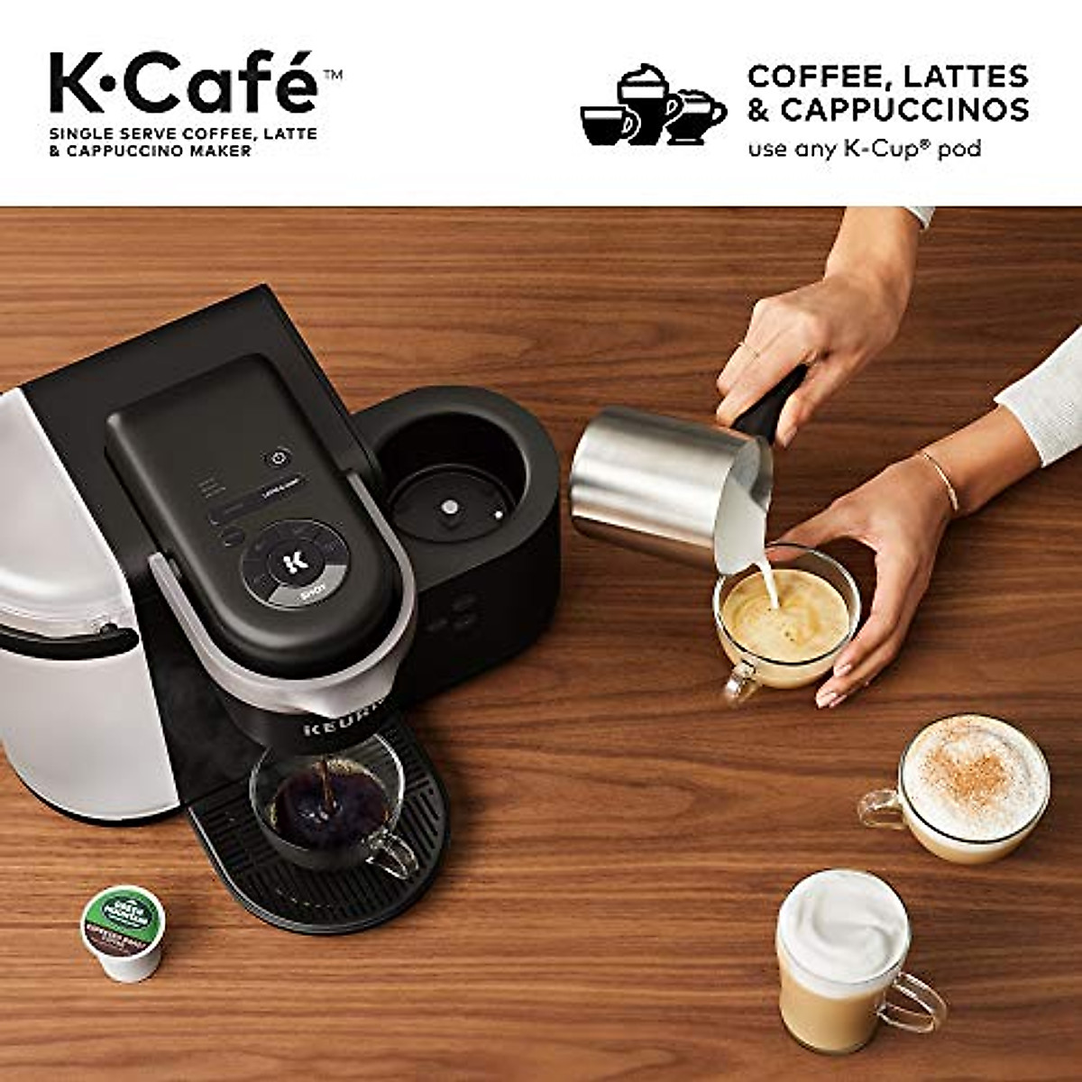 Keurig K-Café Single Serve & Carafe Coffee Maker with Illy Coffee Intenso Dark Roast Coffee Pods, 32 K-Cup Pods
