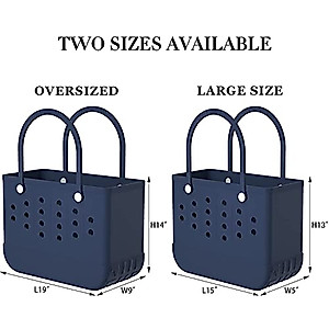 Oversized Rubber Beach Bags Waterproof Sandproof Outdoor EVA Portable Travel Bags Washable Tote Bag For Beach,Sports,Market (Khaki,Large)