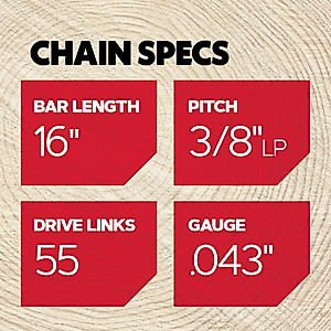 R55 AdvanceCut Saw Chain for 16-Inch Bar; Fits Stihl MS 017, MS 170, MS 171, MS 180 C, more; 3/8-in Low Profile pitch, .043-in gauge, 55 drive links