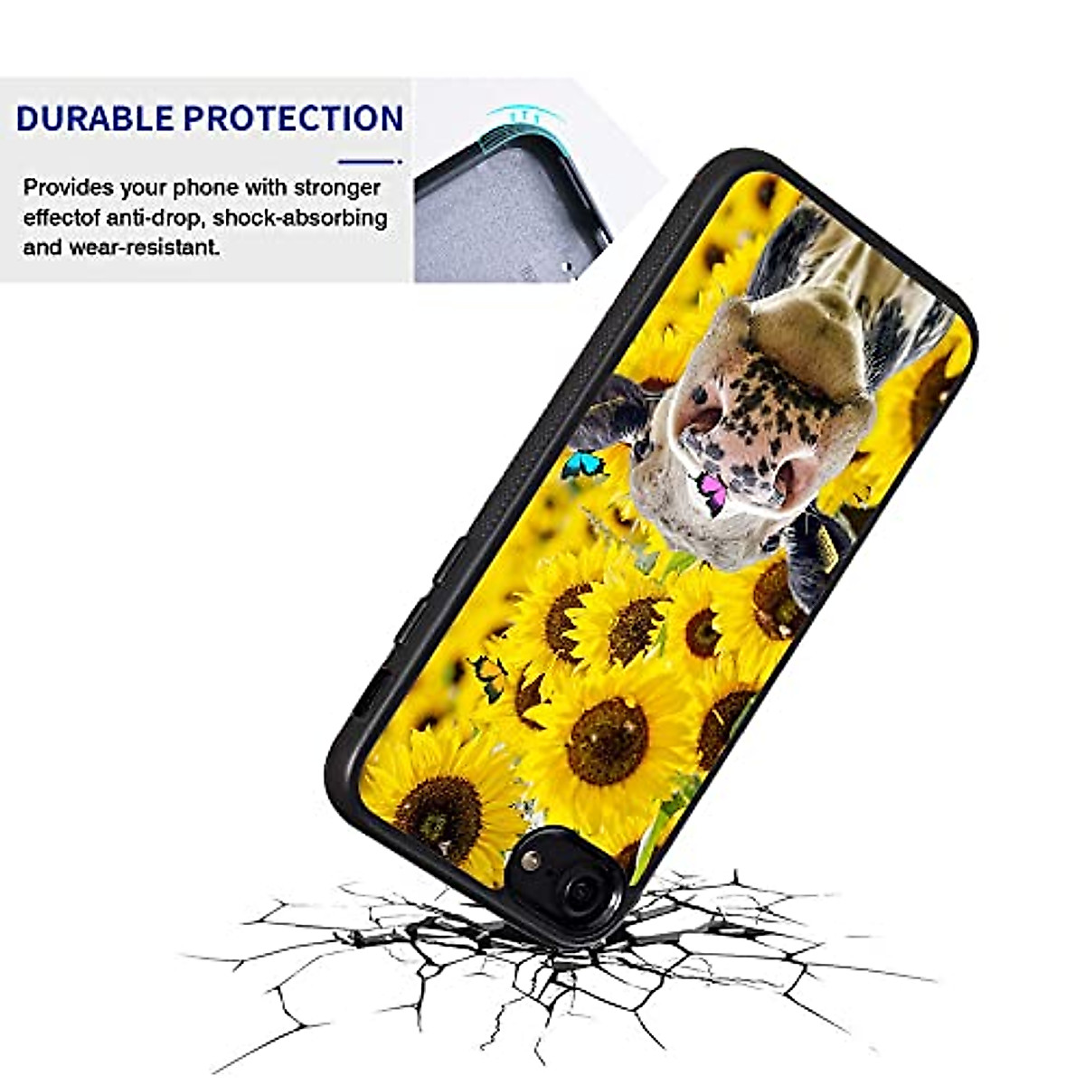Samsung Galaxy A/S/Note Series Phone Cases Cows Sunflower Cute Compatible Samsung A02/03/12/13/24/30/32/42/50/51/52/53/71/S7/8/9/10/20/21/22/23/Ultra/Plus/FE/Note 8/9/10/20/Plus/Ultra (Black)