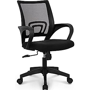 Neo Chair Office Computer Desk Chair Gaming-Ergonomic Mid Back Cushion Lumbar Support with Wheels Comfortable Blue Mesh Racing Seat Adjustable Swivel Rolling Home Executive (Black)