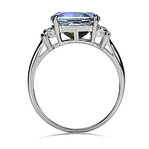 Silvershake 3.37ct. Mystic Fire Topaz White Gold Plated 925 Sterling Silver Cocktail Ring Size 9