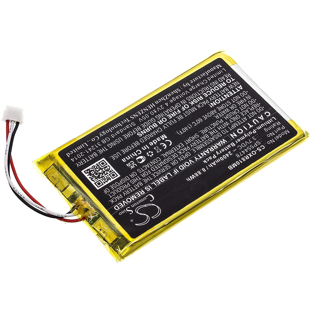 CS Replacement Battery for Infant Optics DXR-8 Pro SP554478 2400mAh / 8.88Wh Barcode Scanner