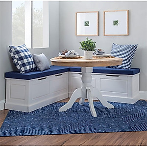 Linon Troyin Backless Wood Corner Nook Set in White