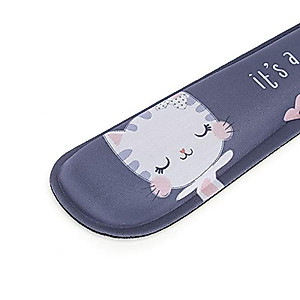 RICHEN Keyboard Wrist Rest and Mouse Pad with Wrist Support, Memory Foam Set for Computer/Laptop/Mac,Gaming and Office, Durable & Comfortable & Lightweight for Easy Typing & Pain Relief (Cute Cat)