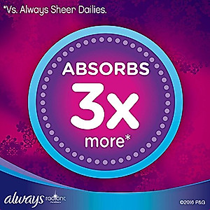Always Radiant Pantiliners, Regular, Unscented, 96 Liners (Pack of 2)