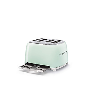 Smeg 50's Style Retro Aesthetic 4 Slice Toaster 6 Presets Extra Wide Slots Pastel Green TSF03PGUS