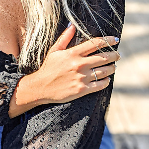 espere 18K Gold Plated Sterling Silver Full Eternity Band | Cubic Zirconia Paved Wedding Band | Thin CZ Stacking Ring (Silver, 4)