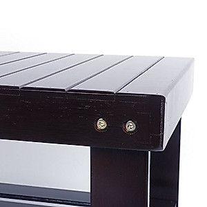 Tenozek 3-Tier Entryway Bench Shoe Bench and Shoe Shelf Bamboo Shoe Rack Organizer Shoe Storage for Hallway Bathroom Living Room Garden (3-Tiers 90CM, Coffee)