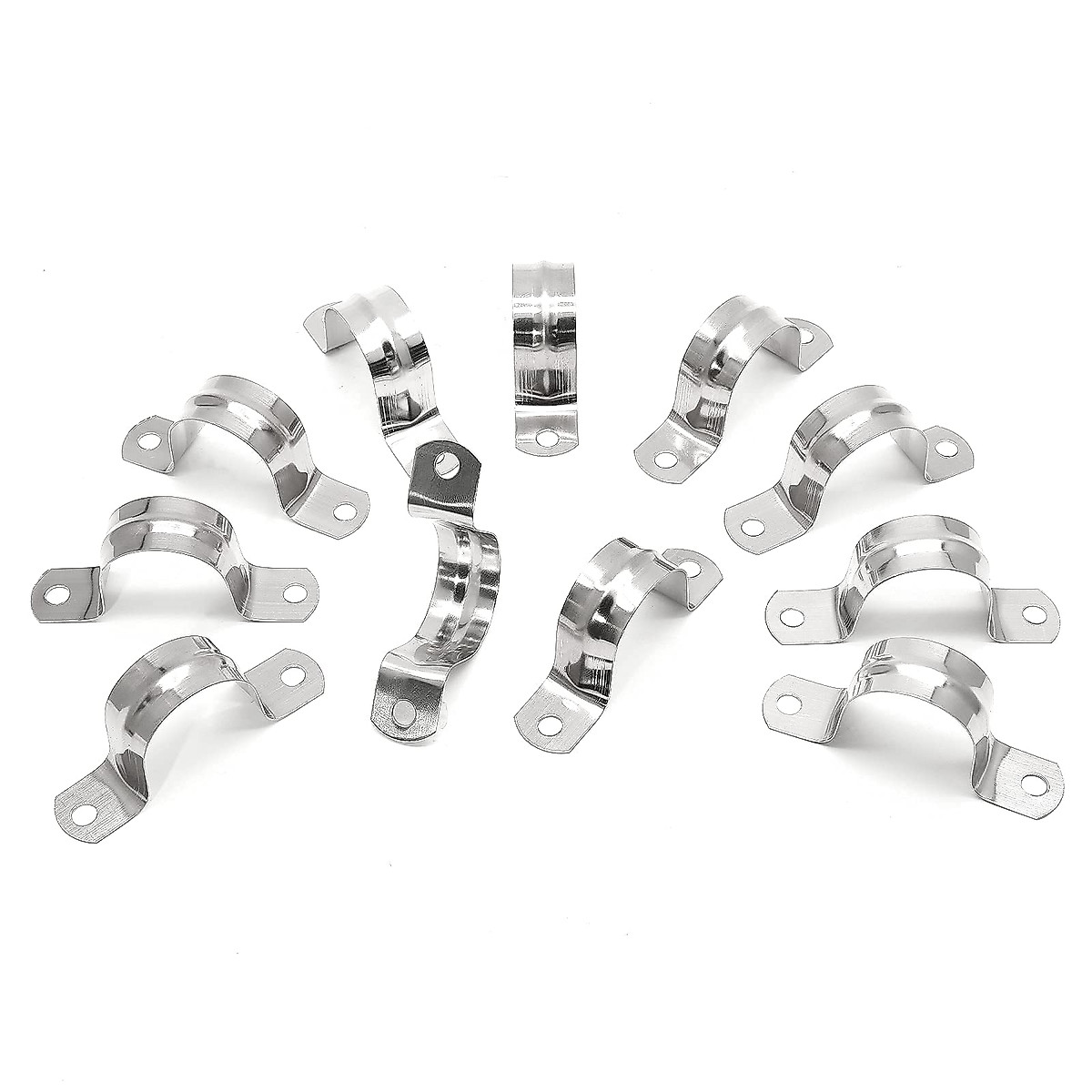 Jersvimc 16Pcs 1 1/4 Inch Stainless Steel Conduit Clamps, Two Hole Strap U Bracket Rigid Pipe Strap Metal U Clamp Conduit Strap Tension Clips U-tube Clamp Heavy Duty