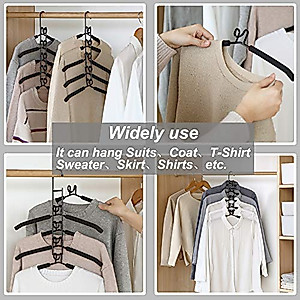 YiSeyruo Clothes Hangers Space Saving: 4 Pack 5 in 1 Multi Layer Metal Hanger Racks Non-Slip Foam Padded Heavy Duty Thick Magic Hanger Closet Organizers and Storage for Coat Sweater Suit T-Shirt.