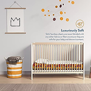 TAFTS Bamboo Crib Sheet Fitted, Girls Boys & Unisex 100% Organic Bamboo Crib Sheet for Standard Crib and Toddler Mattress, Super Soft, Cool, 360 Elasticized, (28" x 52" Racecar)