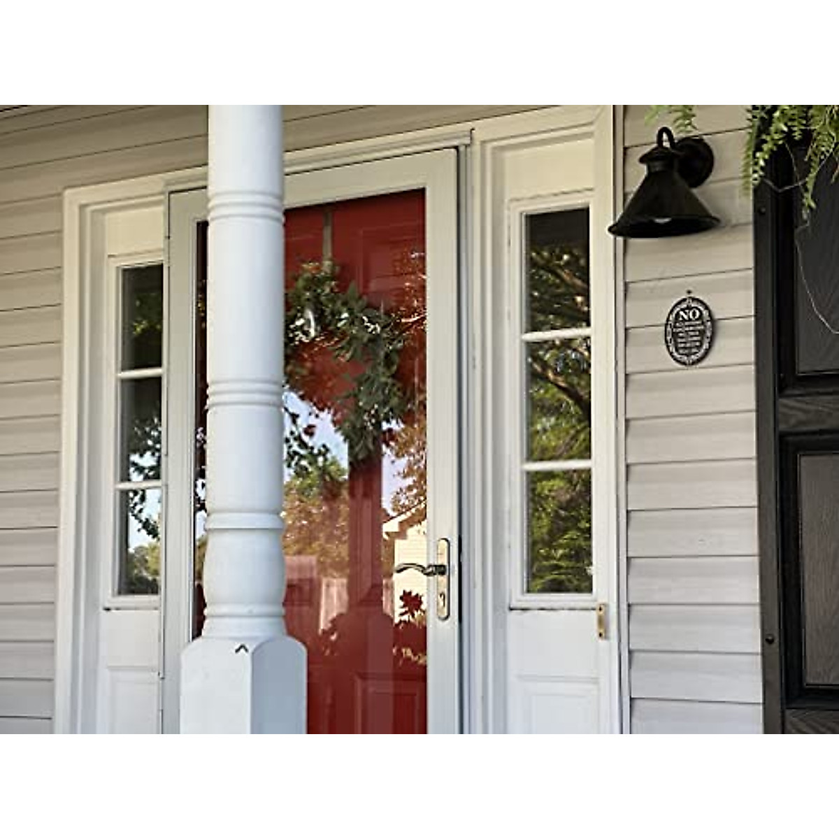 Signs Authority No Soliciting Signs for Home | 6"x 4.75" Dibond Aluminum | Sturdy and Durable Metal | Easy Installation | Laser Cut Oval Sign for Front Door of House | Private Property Signage (Black)