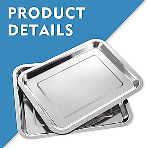 Stainless Steel Tray - EMALLA 5Pcs Stainless Steel Tray 13.7'' X 10.2'' Dental Medical Tray Piercing Instrument Tray Storage Tools Lab Instrument Supplies Stainless Steel Tray(5PCS)