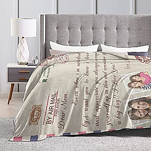 HYHSJY Personalized Photo Letter Blanket Throw Fleece Custom add 2 Picture and Any Text Gift Inspirational Moments Present to My Daughter Son from Mom Dad Customized for Husband Wife