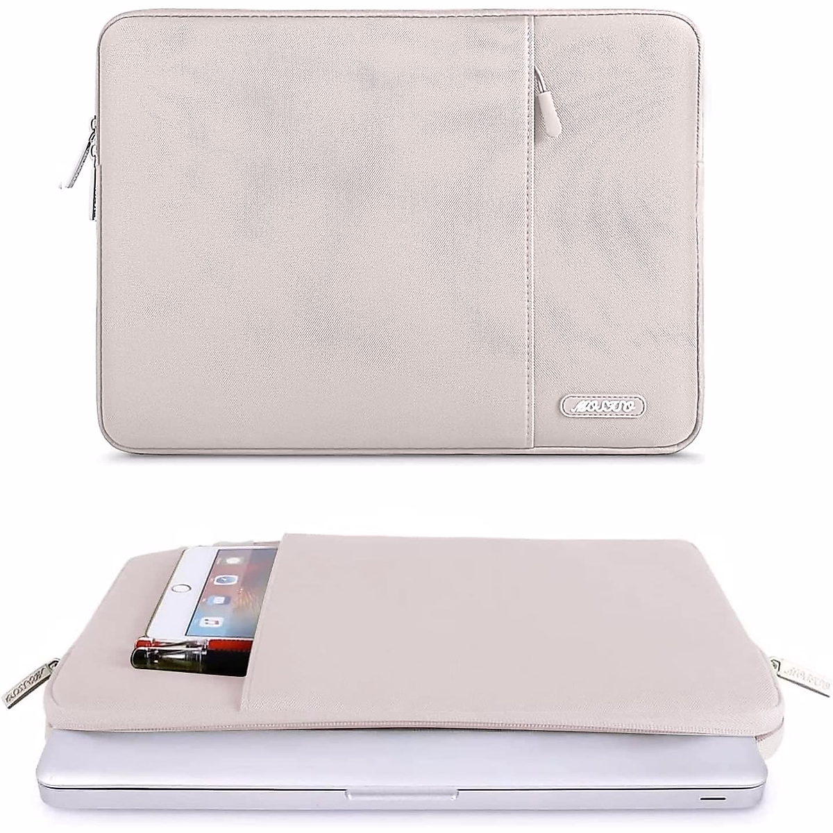 MOSISO Laptop Case 16 inch, 15-15.6 inch Laptop Sleeve Compatible with MacBook Pro 16 M4 M3 M2 M1, HP Acer Dell Lenovo ASUS Notebook, Polyester Vertical Computer Sleeve Bag with Pocket, Stone Gray