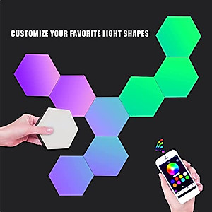 LED Hexagon Lights, RGB Hexagon lights for wall, Smart, Modular, Music Sync, App Controlled LED Lights, for Gaming Room Decor, Gaming Lights, Panel LED, Festival Holiday Gifts, Gamer gifts, 10 Pcs