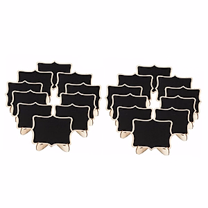 VOSAREA 2sets Mini Chalkboard Signs Set Blackboard Message Boards with Stand Decorative Wood Signs for Wedding and Girls 10pcs*2