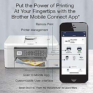 Brother MFC-J4335DW INKvestment Tank All-in-One Color Inkjet Printer, Print Scan Copy Fax, Auto Duplex Printing, Wireless Printing, 4800 x 1200 dpi, White, Bundle with Cefesfy Printer Cable