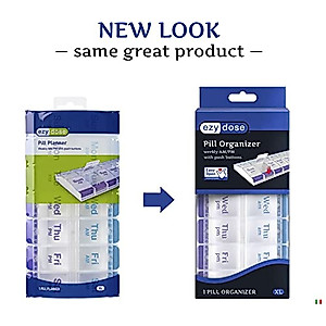 EZY DOSE Push Button (7-Day) Pill, Medicine, Vitamin Organizer | Weekly, 2 Times a Day, AM/PM | Large Compartments | Arthritis Friendly | Clear Lids
