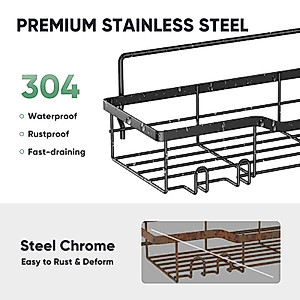 Almaybe Shower Caddy Adhesive, 5-Pack Corner Bathroom Shelf Set, Large Capacity Rustproof Stainless Steel Bath Organizers, No-Drill Shelves for Storage, Home Decor, and Kitchen…