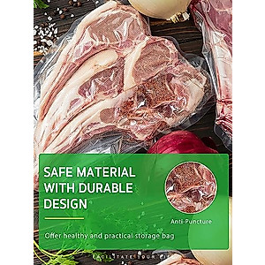 Syntus Vacuum Sealer Bags, 4 Pack 2 Roll 11" x 20' and 2 Roll 8" x 20' Commercial Grade Bag Rolls, Food Vac Bags for Storage, Meal Prep or Sous Vide