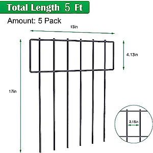 5 Pack Animal Barrier Fence, 13"Lx17"H Garden Fence for Dogs Metal Fence Panels for Garden Yard Outdoor