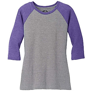 Joe's USA Womens 3/4 Raglan Baseball T-Shirt-XL-Purple/Grey