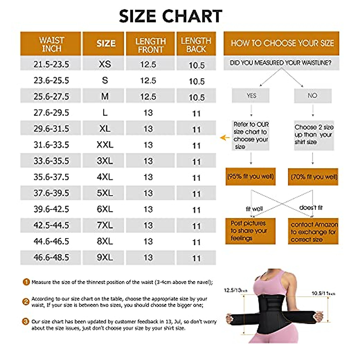 FeelinGirl Waist Trainer for Women Long Torso Waist Trainer Lower Belly Fat Workout Waist Trainer XX-Large